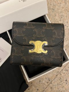 Celine SMALL STRAP WALLET ESSENTIALS IN TRIOMPHE CANVAS AND LAMBSKIN ...