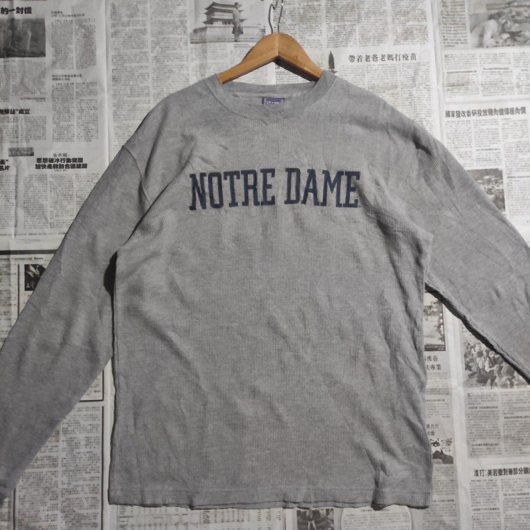 Champs waffle gray Notre dame script sweater on Carousell