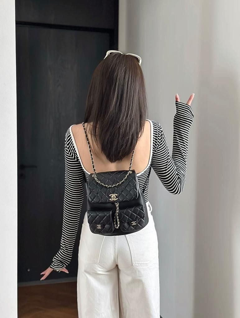 chanel backpack size