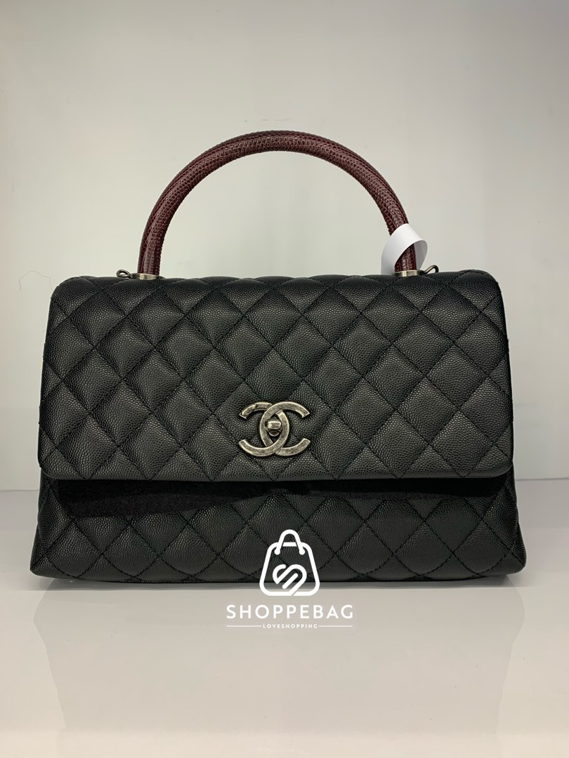 Chanel Medium Coco Lizard Handle Bag in Caviar Leather, Luxury, Bags ...