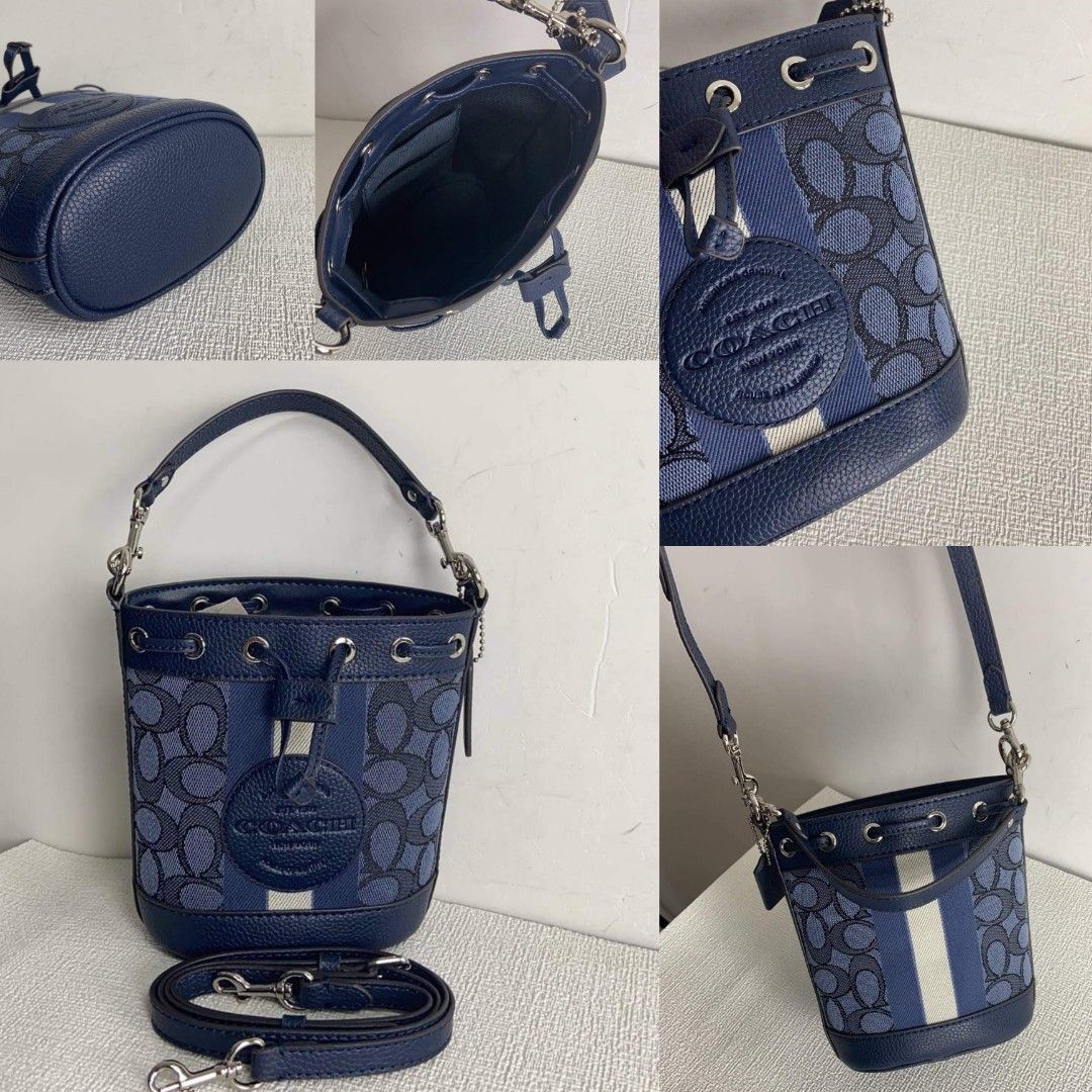 Coach Mini Dempsey Bucket Bag In Signature Jacquard With Stripe And ...