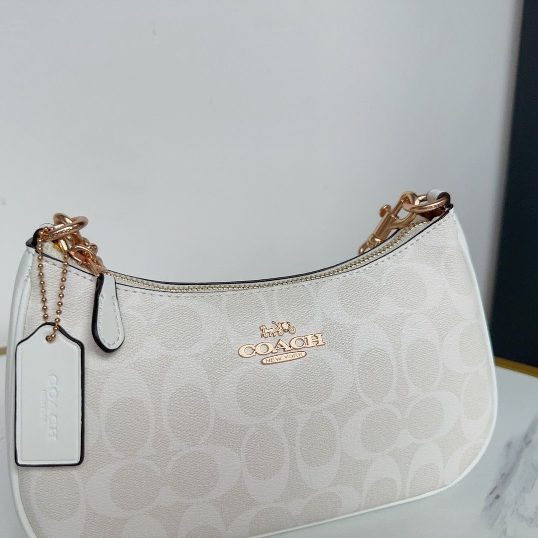 Coach Teri Signature White Shoulder Bag with Crossbody strap, Women's ...