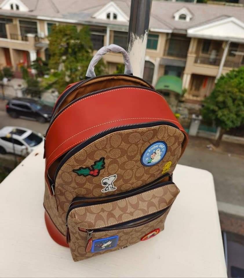 Coach X Peanuts West Backpack In Signature Canvas With Patches, Men's ...