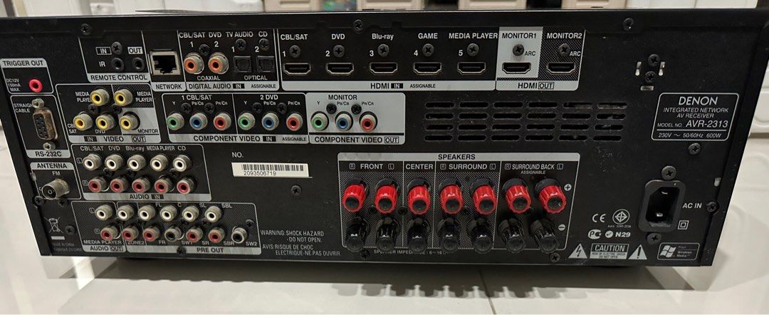 Denon AVR-2313 Home Theater Amplifier, Audio, Soundbars, Speakers ...