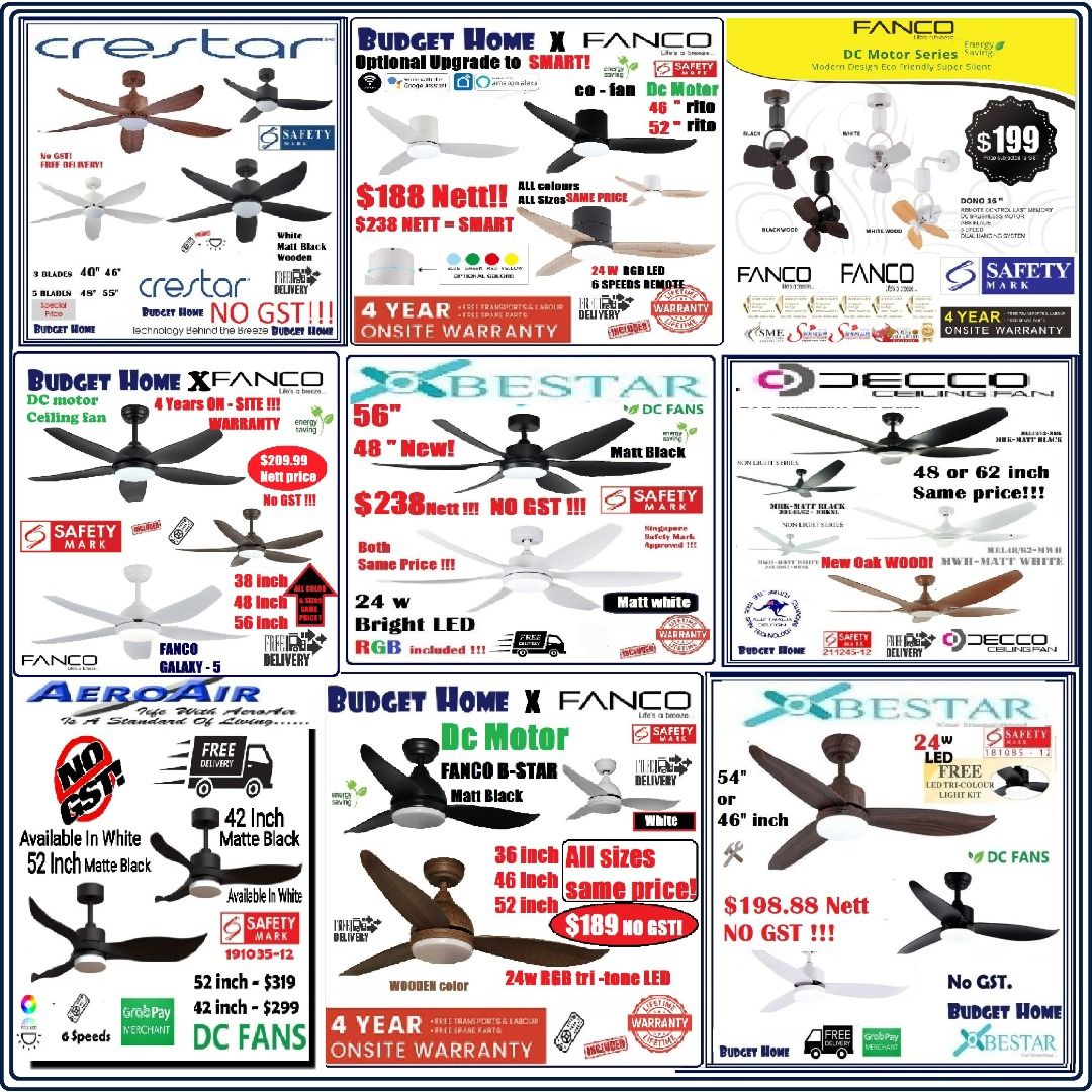 Crestar Bestar Decco AeroAir Fanco Dc ceiling fan with light ...