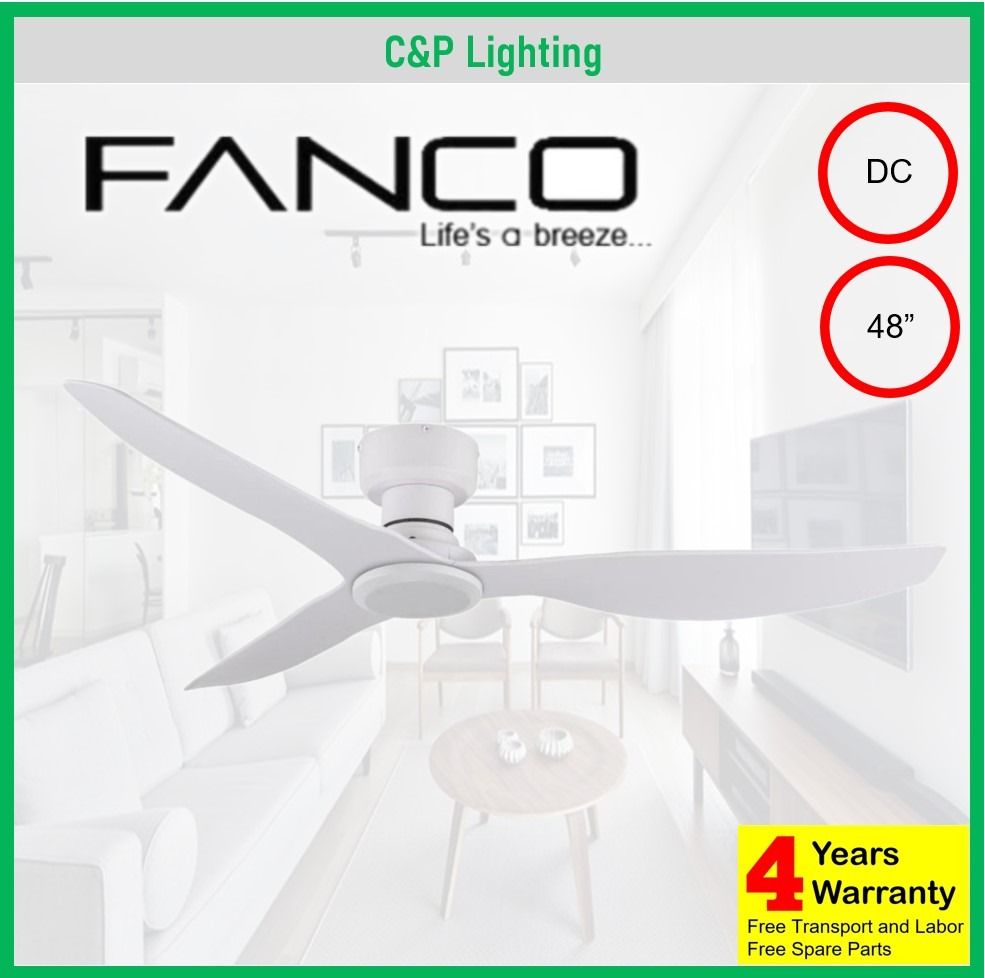 Fanco Hugger 48" DC Ceiling Fan with Optional LED for Low Ceiling ...