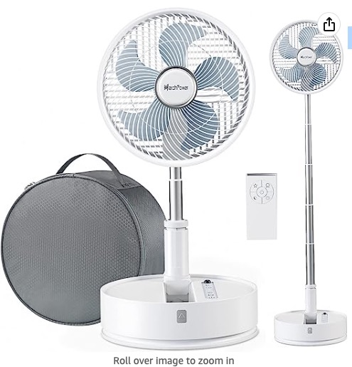 Foldable Table Floor Standing Fan - 10" Recharger Portable Pedestal Fan ...