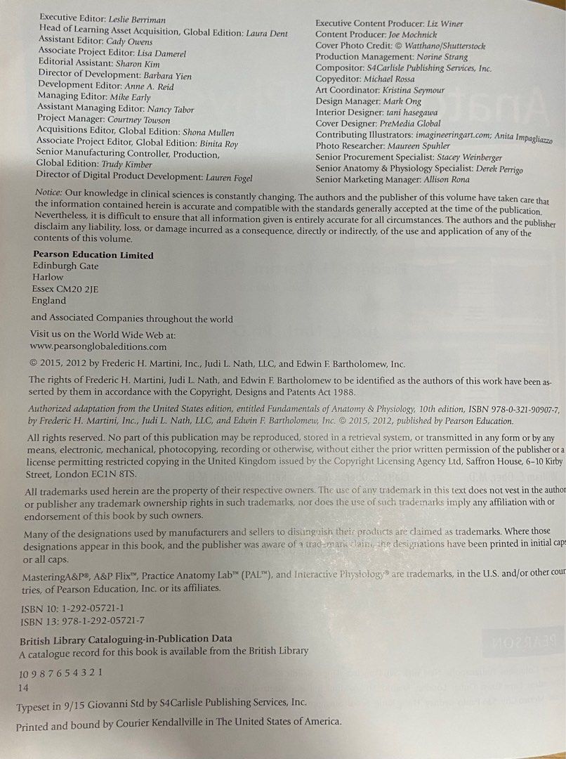 醫療學系書 Fundamentals of Anatomy and Physiology: global edition, 10/E. Nurse/health/ doctor ...