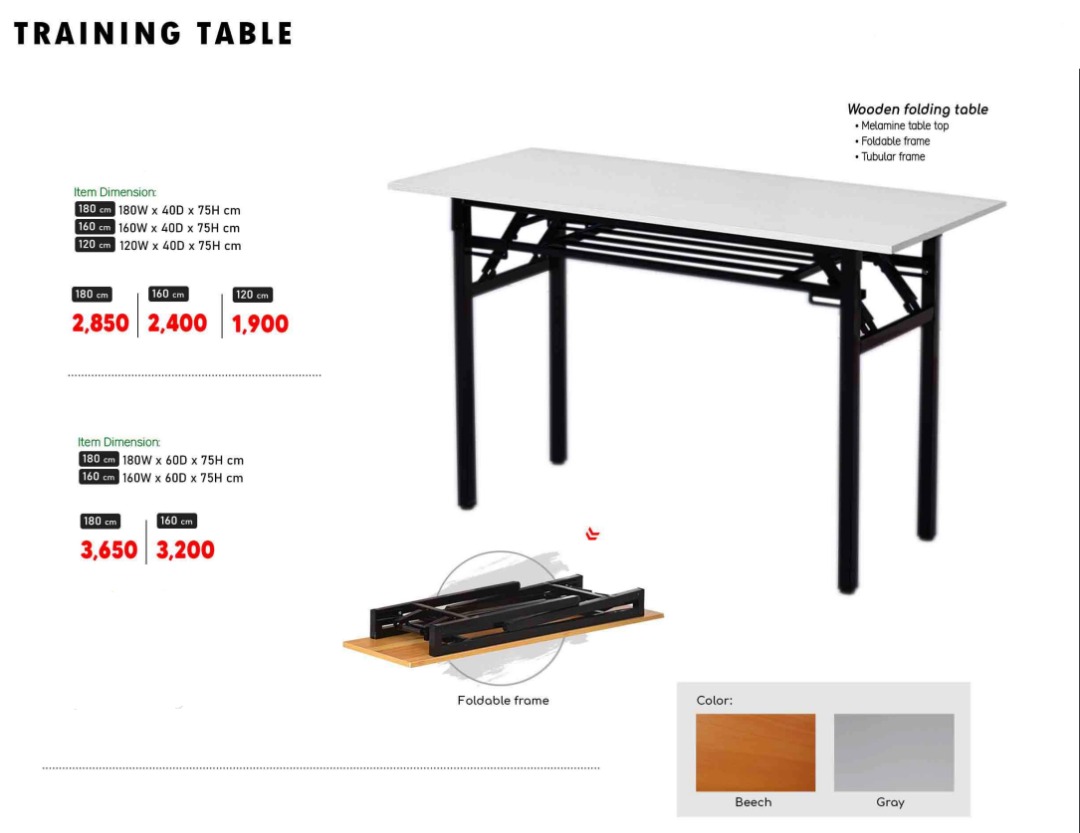Furniture MDF Foldable Training Table Durable Table Top on Carousell