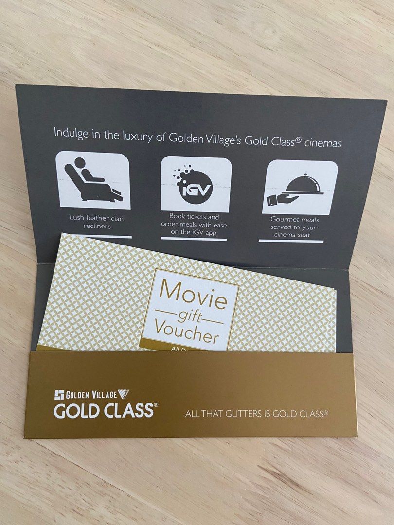 GV Gold Class movie voucher, Tickets & Vouchers, Vouchers on Carousell