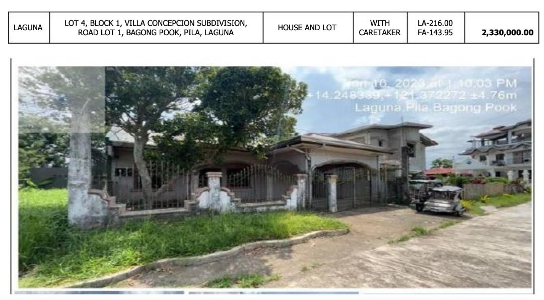 House for sale LOT 4, BLOCK 1, VILLA CONCEPCION SUBDIVISION, ROAD LOT 1 ...