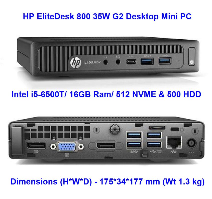 HP EliteDesk 800 35W G2 (16 GB/ NVMe 512GB/ 500GB HDD) Desktop Mini PC ...