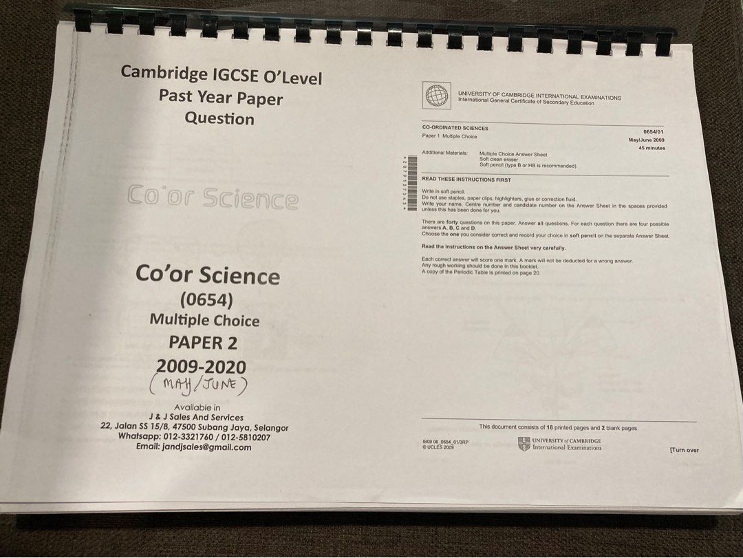 Igcse Coordinated Science Past Year Paper Hobbies And Toys Books
