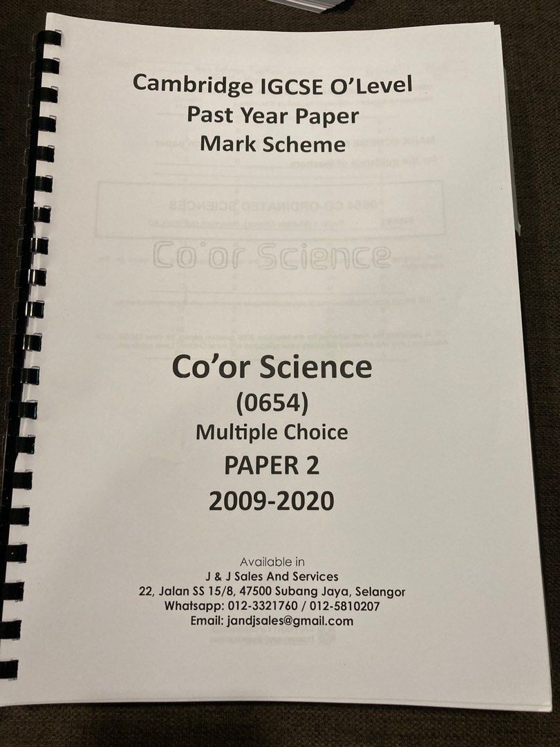 Igcse Coordinated Science Past Year Paper Hobbies And Toys Books