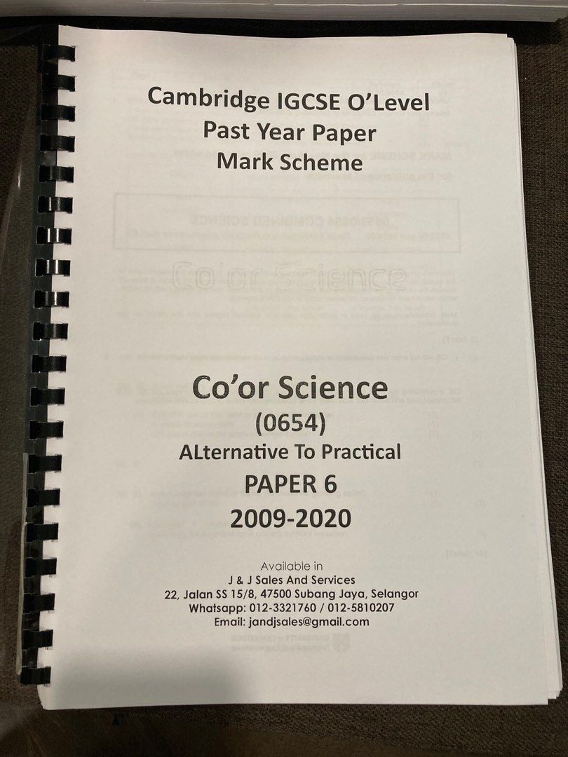 Igcse Coordinated Science Past Year Paper Hobbies And Toys Books