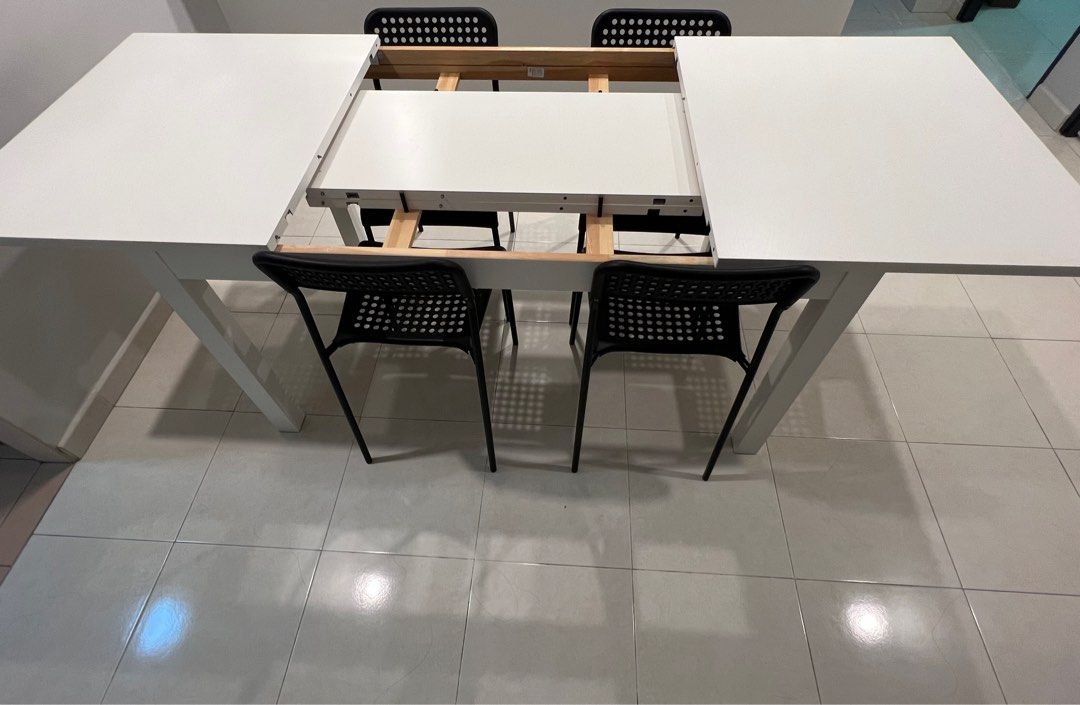 IKEA Extendable Dining Table, White, Furniture & Home Living, Furniture ...