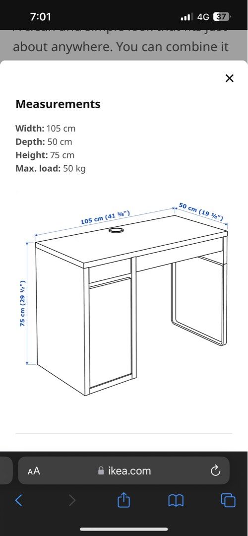 IKEA Study Table, Furniture & Home Living, Furniture, Tables & Sets on ...