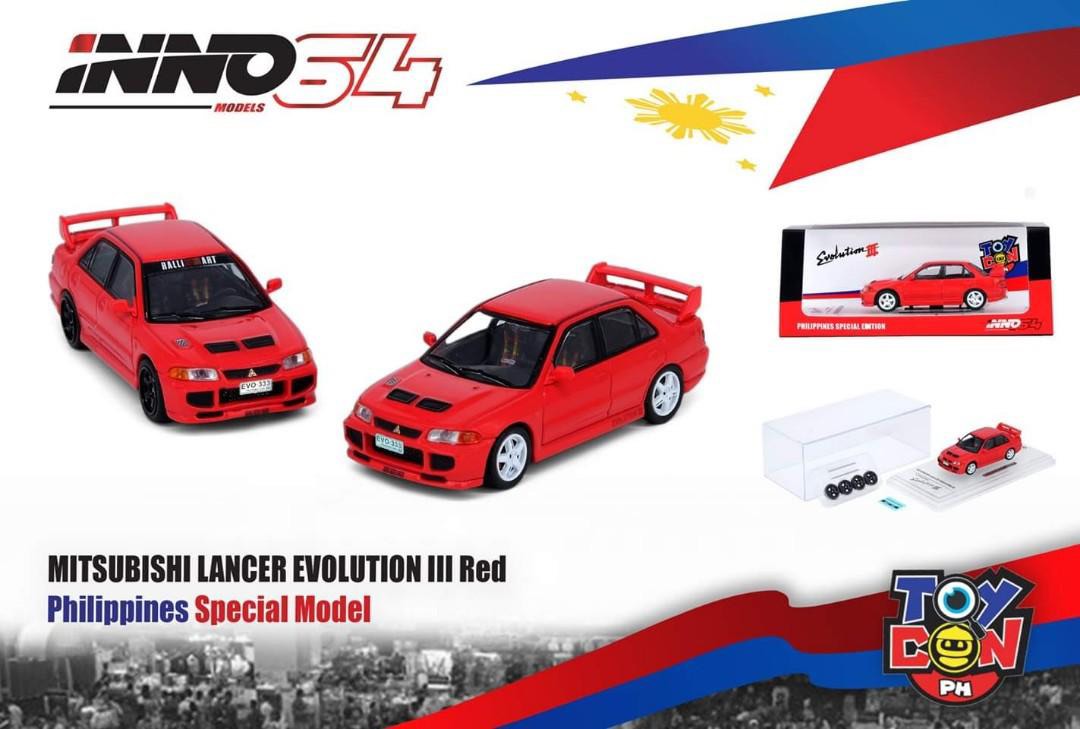 Inno64 1/64 Mitsubishi Evo 3 Red Philippines edition, Hobbies & Toys ...