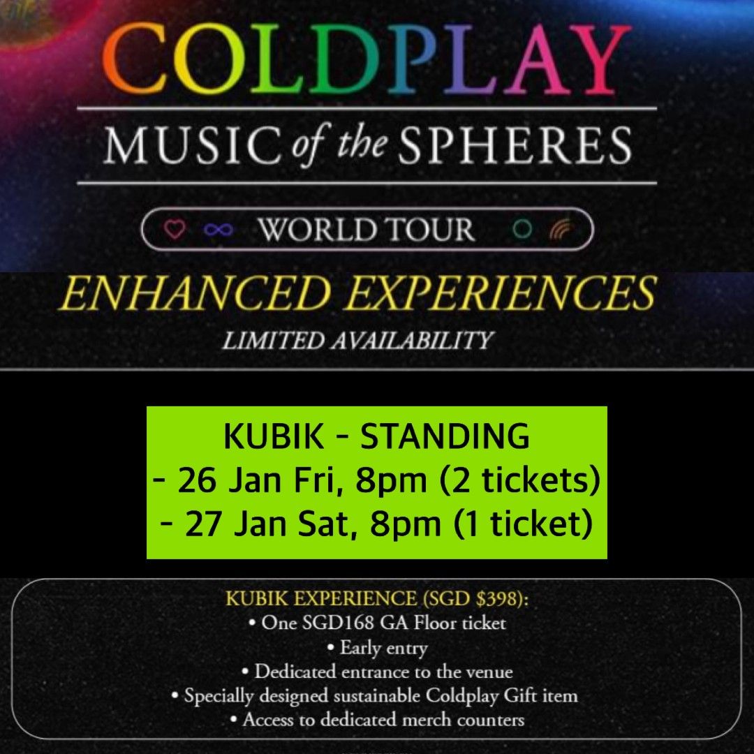 Kubik Experience Tickets! Coldplay VIP Standing, Tickets & Vouchers ...