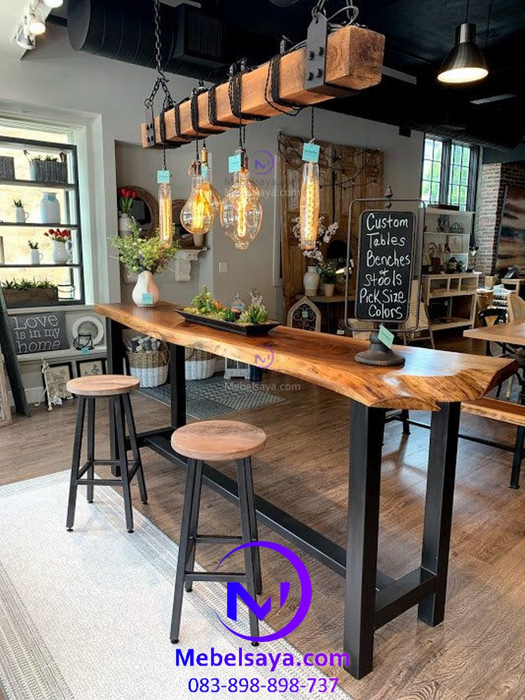 Kursi Bar Meja Pantry Kayu Solid Tanpa Sambungan Alami, Komunitas di ...