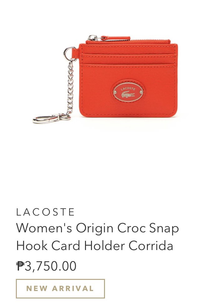 Lacoste Origin Croc Snap Hook Corrida Card Holder, Women's Fashion ...