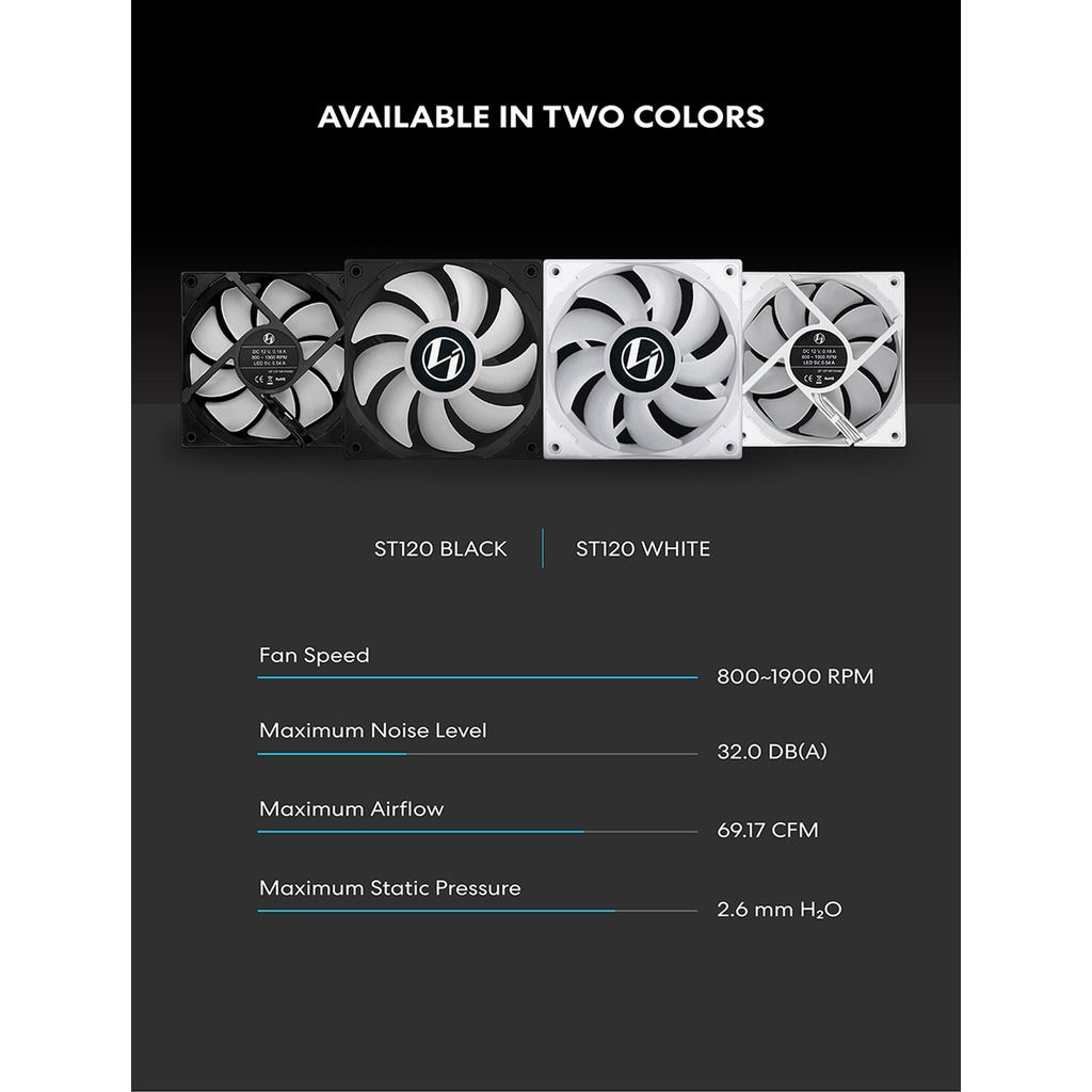 Lian Li ST120 (3 x 120mm 12cm) Fan High Static Pressure ARGB Casing PC ...
