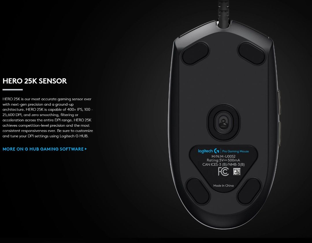 Logitech G PRO Wired Gaming Mouse, HERO 25K Sensor, 16,000 DPI, RGB ...
