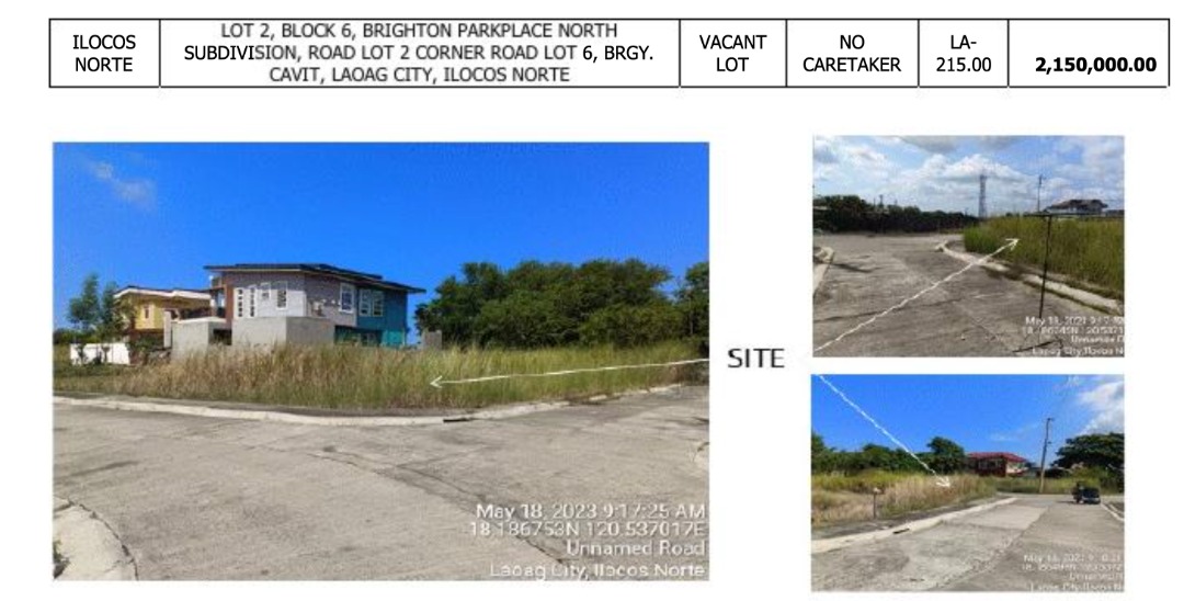 Lot for sale few meters from Laoag International Airport LOT 2, BLOCK 6, BRIGHTON PARKPLACE ...