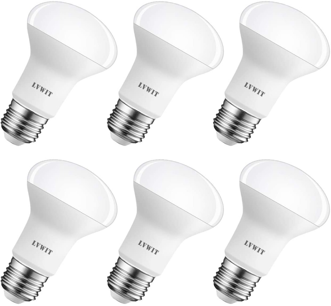 LVWIT R63 Reflector E27 LED Light Bulb, 6 Pack, 8.5W 6500K Daylight/Cool White 806Lm 60W ...
