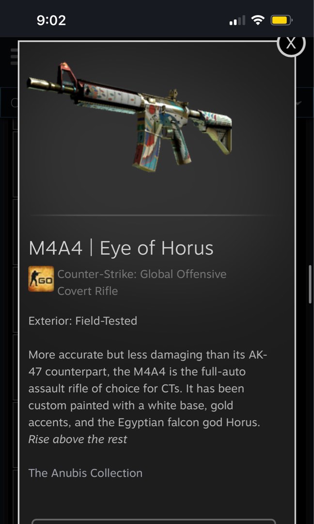 M4A4 | eye of horus | csgo field tested, Video Gaming, Gaming ...