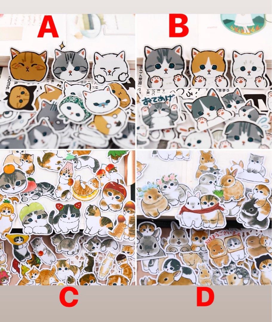 MOFUSAND CAT KITTEN STICKERS / 40 pcs inside / 8 DESIGNS, Hobbies ...