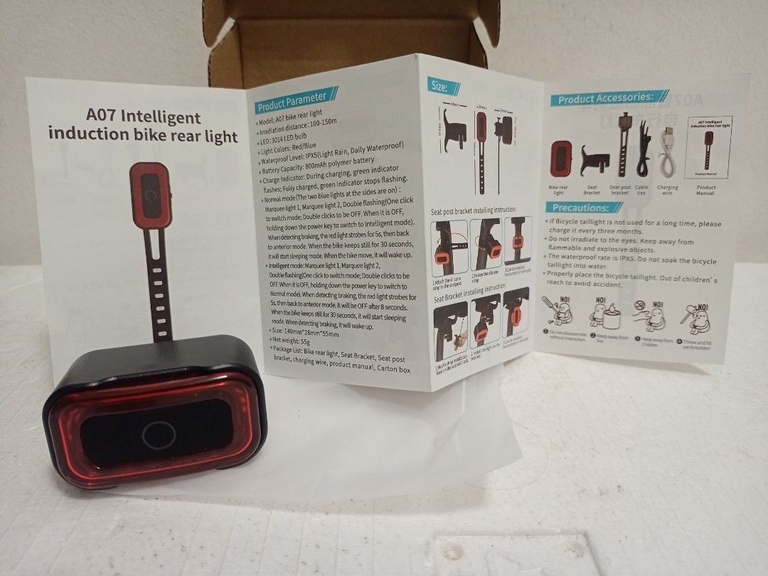 Motion sensor Rear light tail light red light, Sports Equipment, Bicycles & Parts, Parts ...