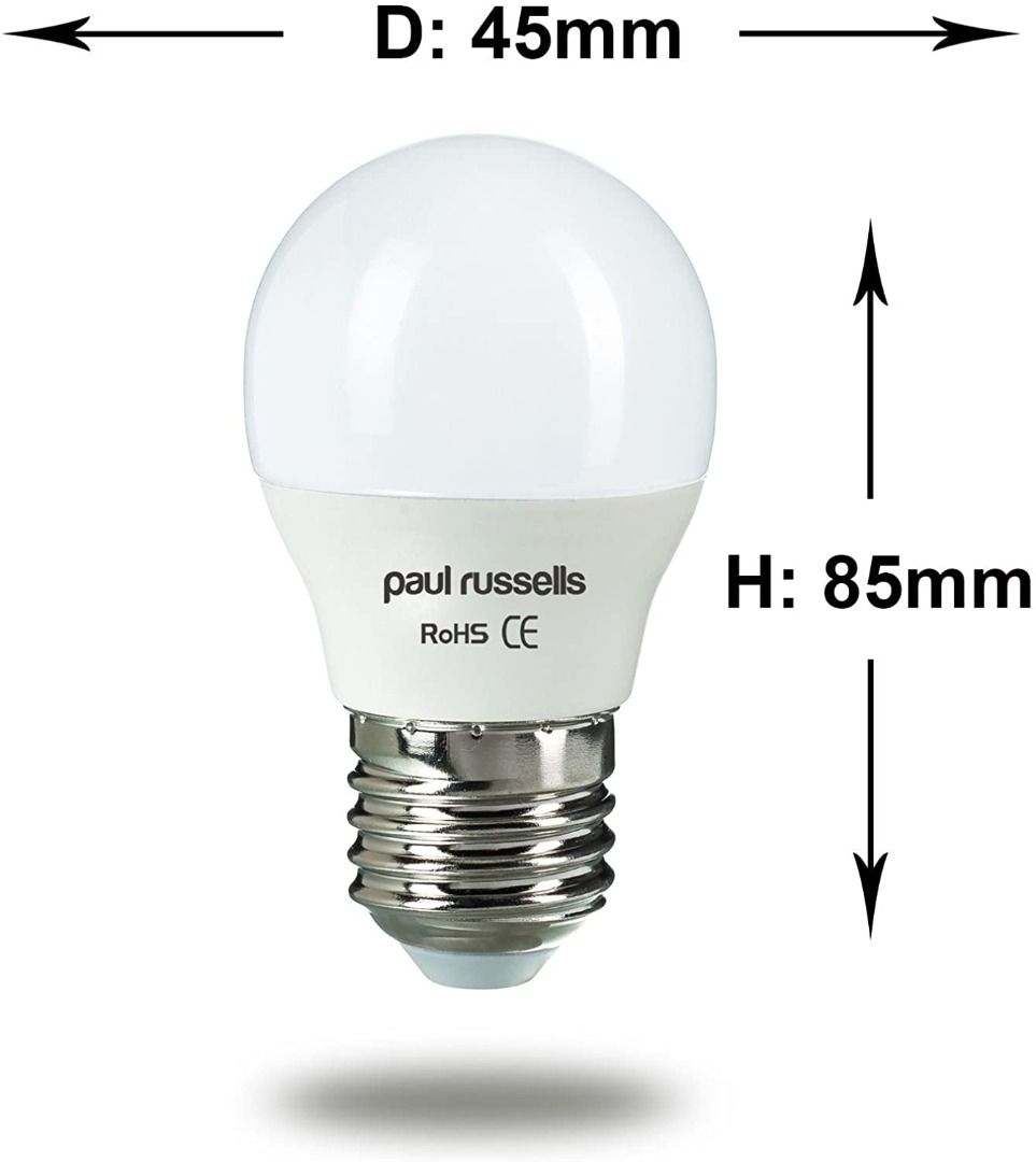 Paul Russells 3 Pack 5W Golf LED Light Bulbs E27 ES Edison Screw Bright ...