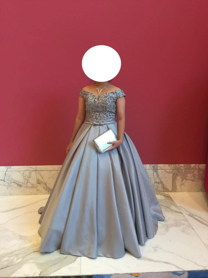 Platinum Grey Duchess Satin Ballgown, Women's Fashion, Dresses & Sets ...