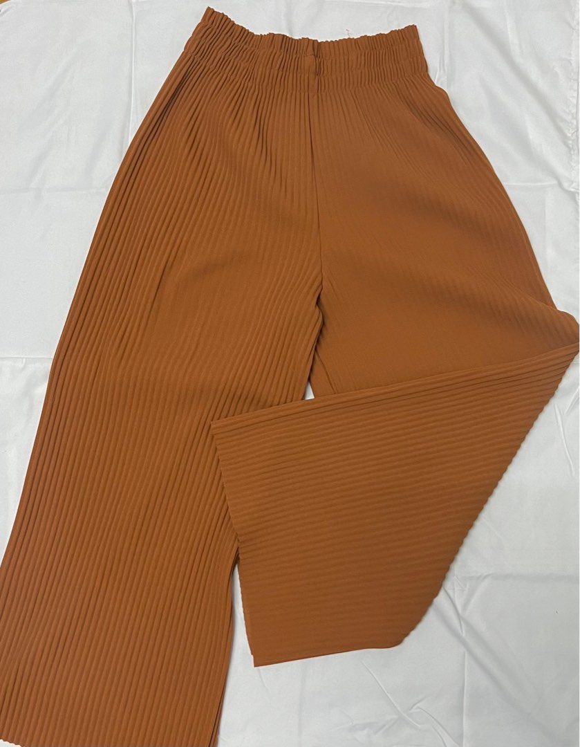 Pleated palazo pants, Women's Fashion, Bottoms, Other Bottoms on Carousell