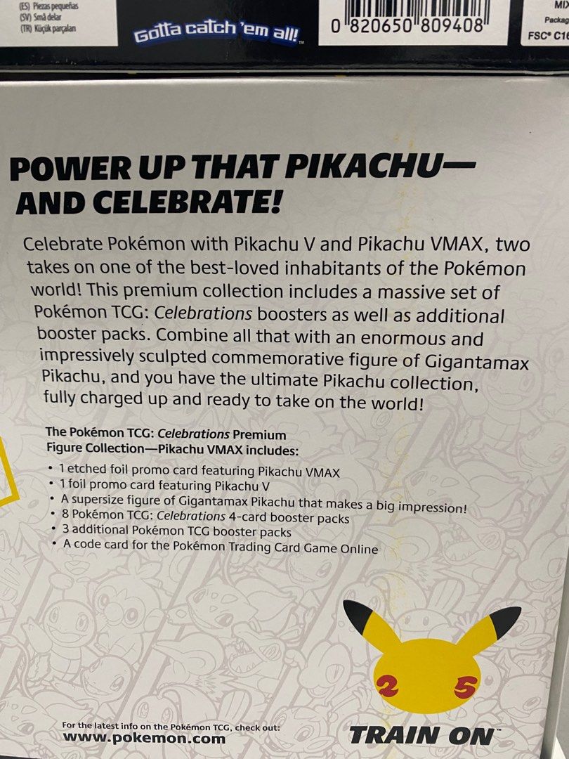 Pokemon Celebrations Pikachu Premium Figure Collection 25th Anniversary - 11 Booster Packs ...