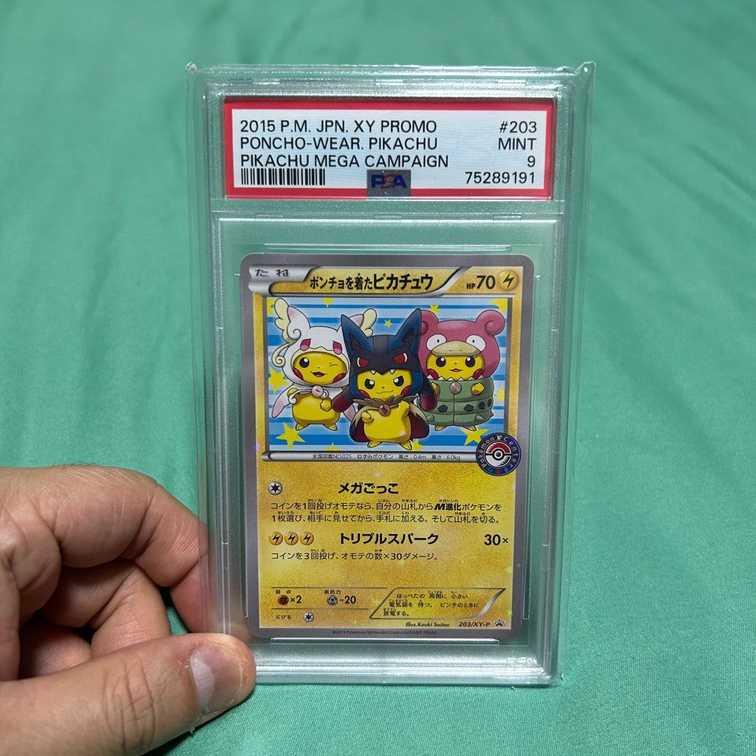 Pokemon TCG PSA 9 203/XY- P Poncho Wearing Pikachu Mega Campaign, Hobbies & Toys, Toys & Games ...