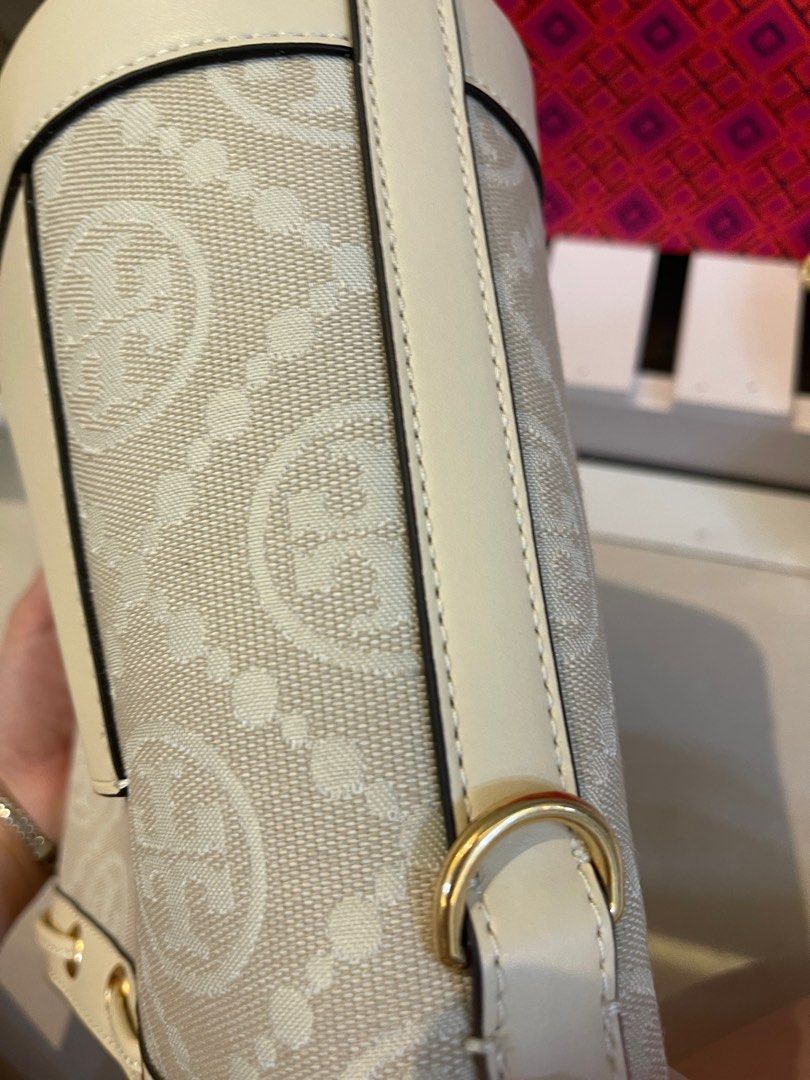 AUTHENTIC TORY BURCH T MONOGRAM BUCKET WHITE, Luxury, Bags & Wallets on ...