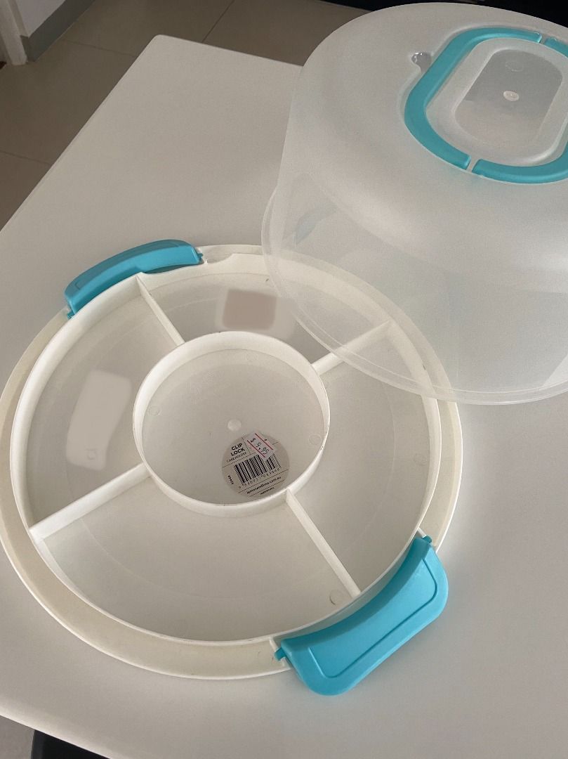 Round Cake Container/Caddy/Tray, Furniture & Home Living, Kitchenware ...