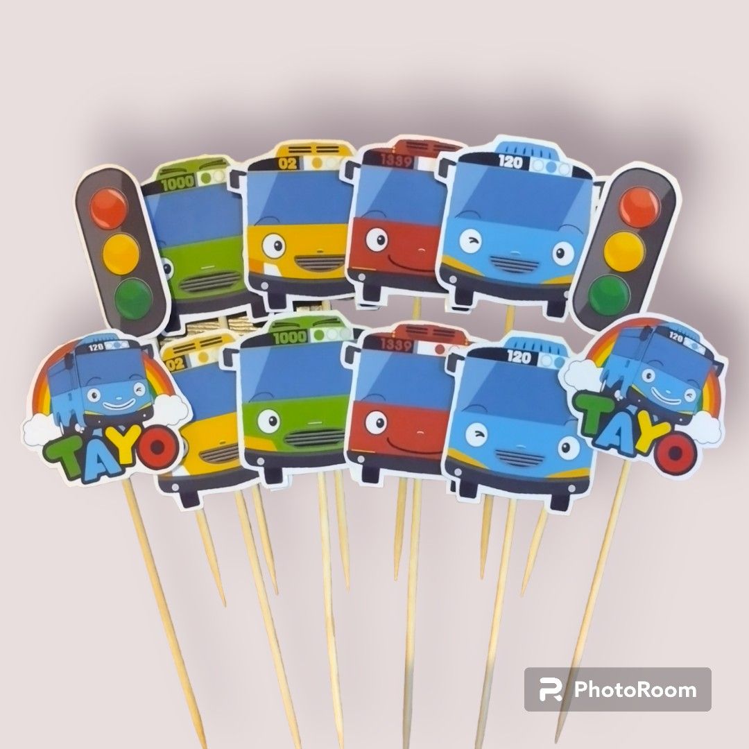 Tayo Little Bus Theme Birthday Party Banner Cupcake Cake Topper ...