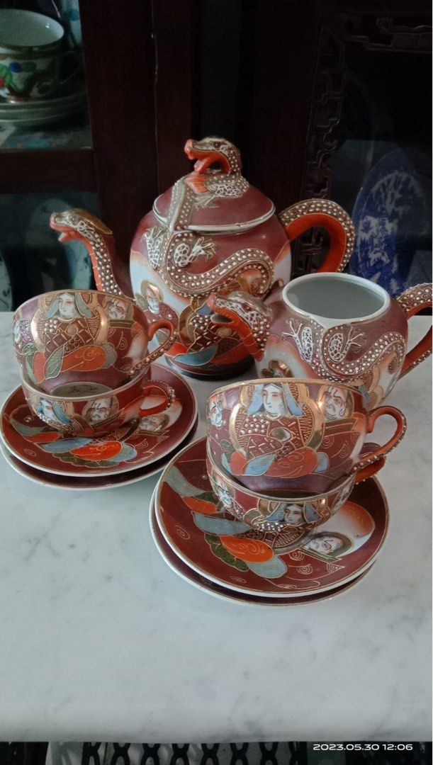 Tea set satsuma antik japan, Antik, Pajangan di Carousell