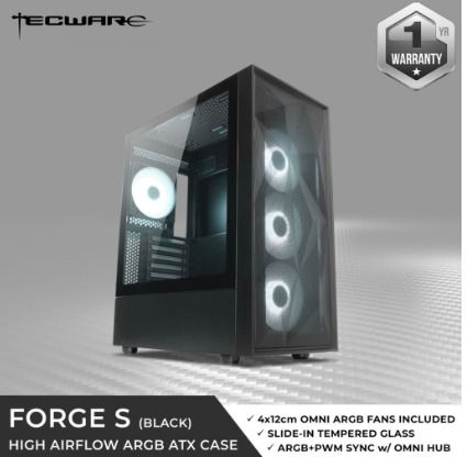 Tecware Forge S OMNI ARGB ATX 4 ARGB fans 120mm Black or White ...