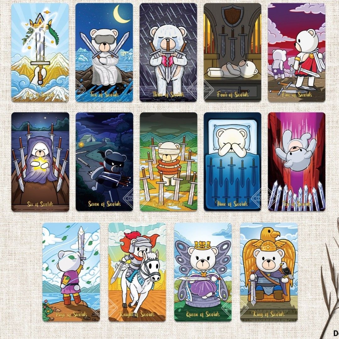 [限時訂購][包郵]🇹🇭Teddy Tarot Cards Ver. 3 (Gold Edition) 小熊塔羅牌 熊仔塔羅牌 泰國塔羅牌 ...