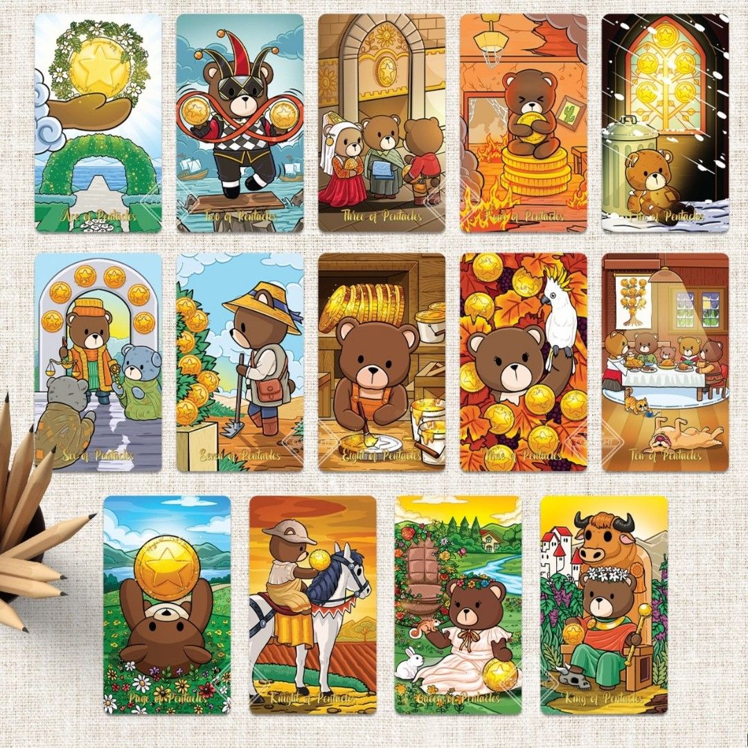 [限時訂購][包郵]🇹🇭Teddy Tarot Cards Ver. 3 (Gold Edition) 小熊塔羅牌 熊仔塔羅牌 泰國塔羅牌 ...