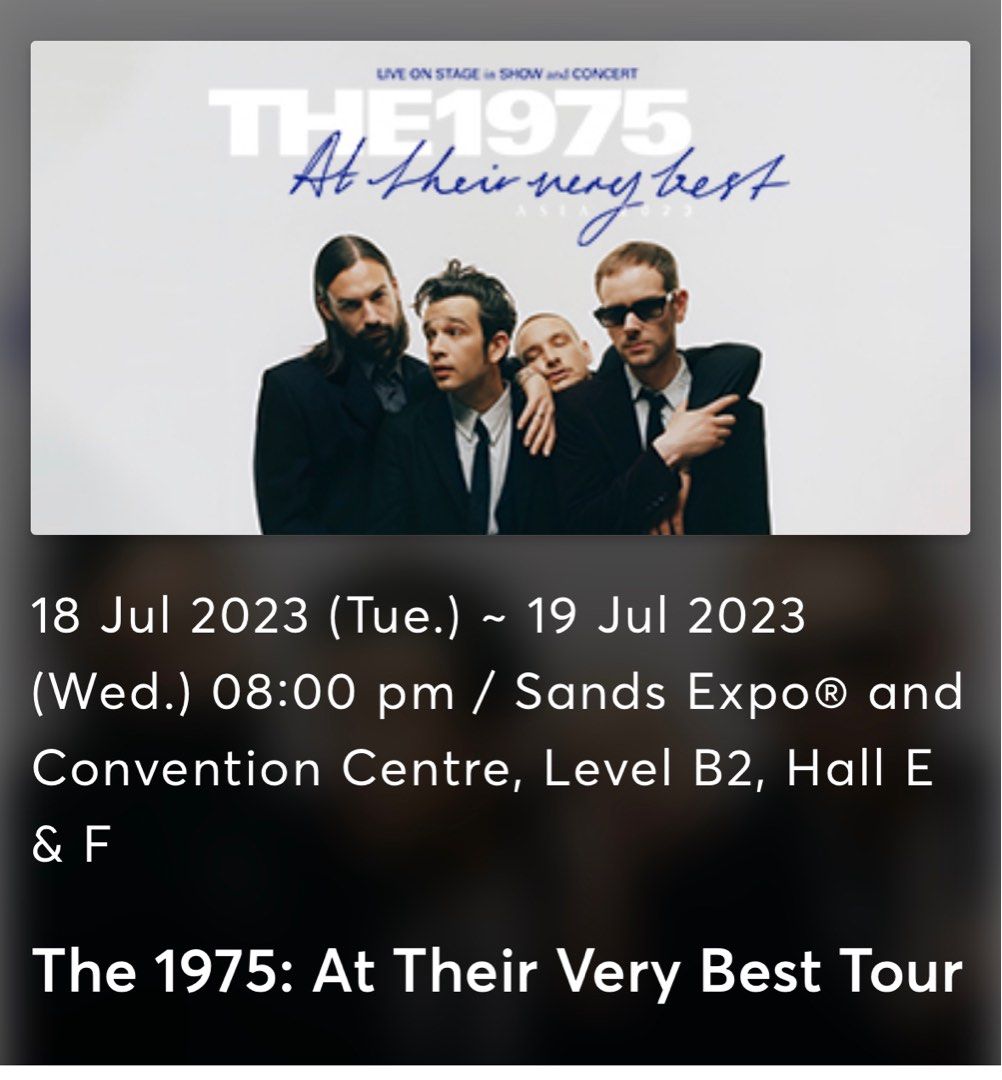The 1975: At Their Very Best Tour, Tickets & Vouchers, Event Tickets on ...