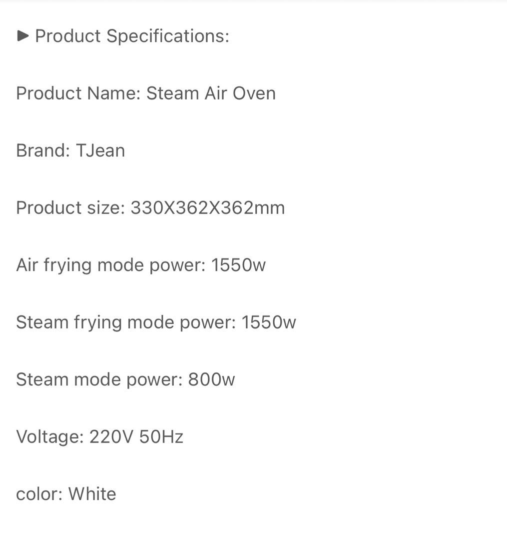 TJean Multi function Steam Air Fryer Oven, TV & Home Appliances ...