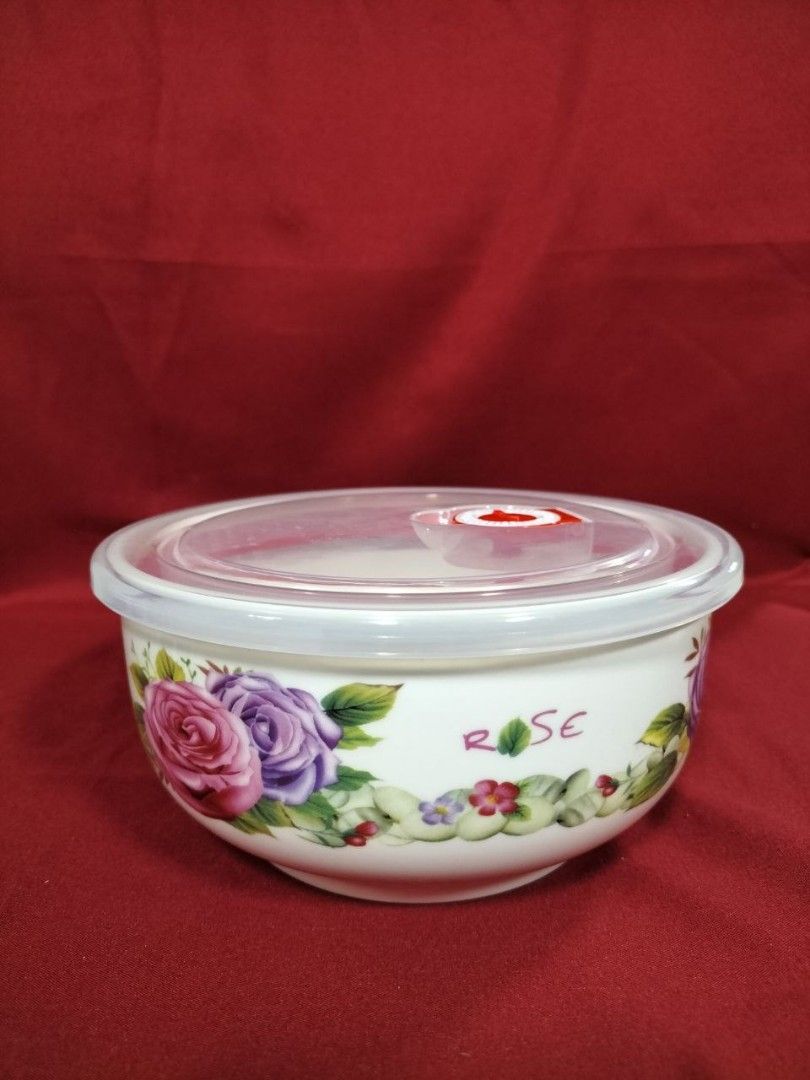 Tupperware with rose pattern and packaging, Furniture & Home Living ...