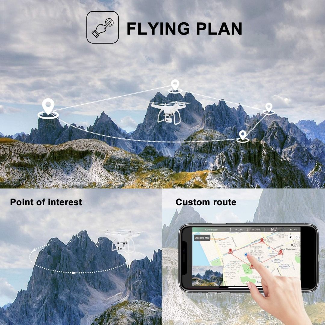 UPair One Plus Drone 2.7K HD Camera, Quadcopter Drone APP Transmit Live Video, Altitude Hold ...