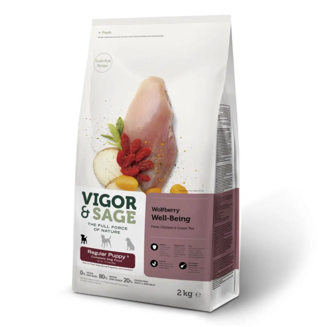 Vigor & Sage Puppy Goji Berry Well-Being - Chicken Grain Free 2KG, Pet ...