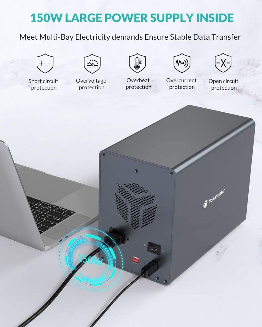 Yottamaster 5 Bay RAID External Hard Drive Enclosure 2.5" 3.5" USB3.0 ...